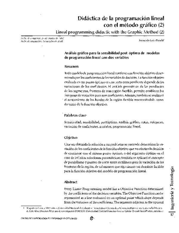 (PDF) Didáctica de la programación lineal con el método gráfico