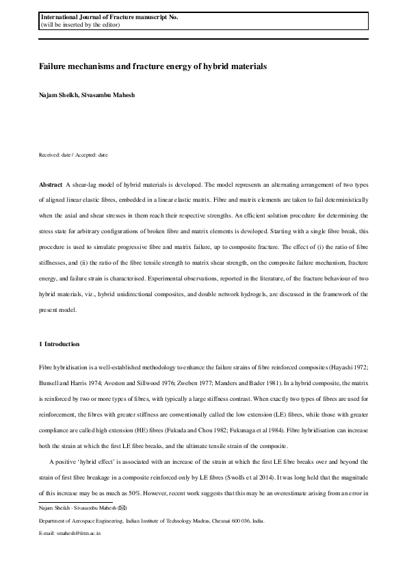 (PDF) Failure mechanisms and fracture energy of hybrid materials