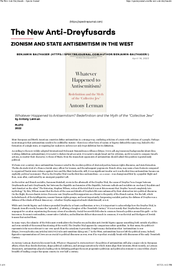 (PDF) The New Anti-Dreyfusards – Spectre Journal