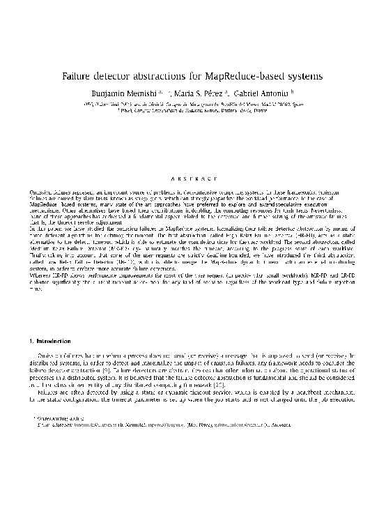 (PDF) Failure detector abstractions for MapReduce-based systems