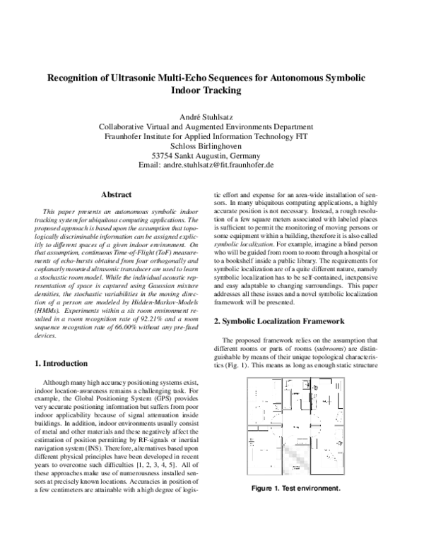 (PDF) Recognition of ultrasonic multi-echo sequences for autonomous symbolic indoor tracking