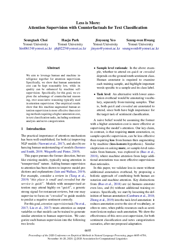 (PDF) Less is More: Attention Supervision with Counterfactuals for Text ...