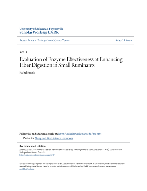 (PDF) Evaluation of Enzyme Effectiveness at Enhancing Fiber Digestion ...