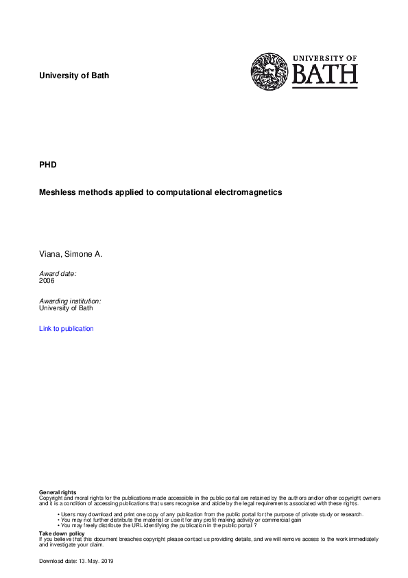 Pdf Meshless Methods Applied To Computational Electromagnetics Simone Viana
