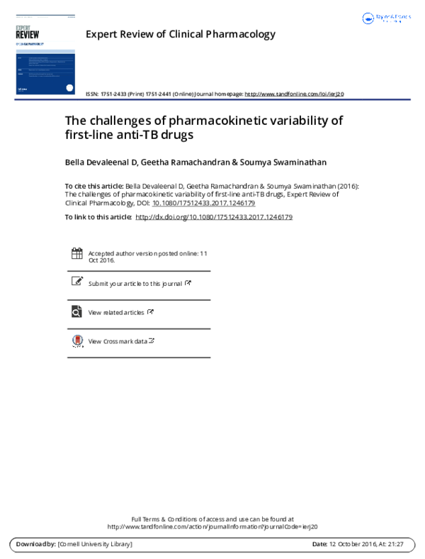(PDF) The challenges of pharmacokinetic variability of first-line anti ...