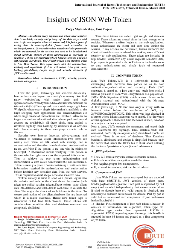 Pdf Insights Of Json Web Token