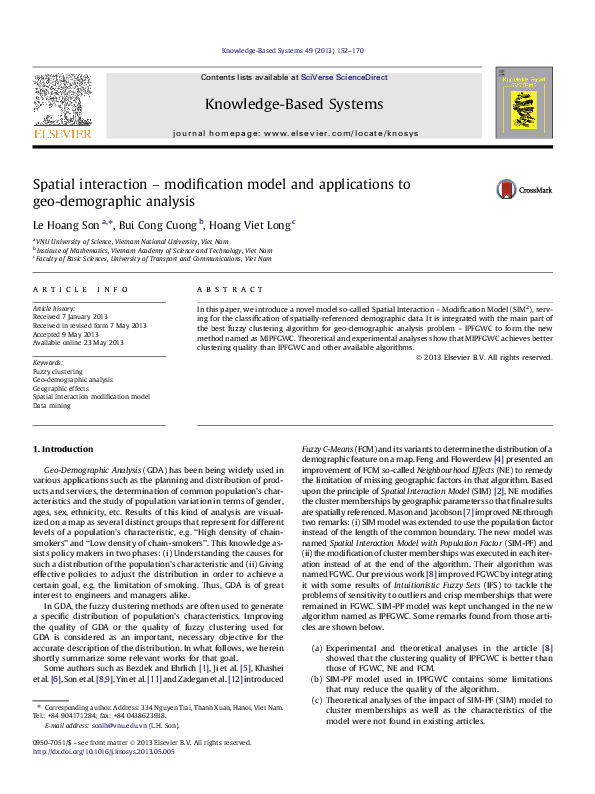 (PDF) Spatial interaction – modification model and applications to geo-demographic analysis