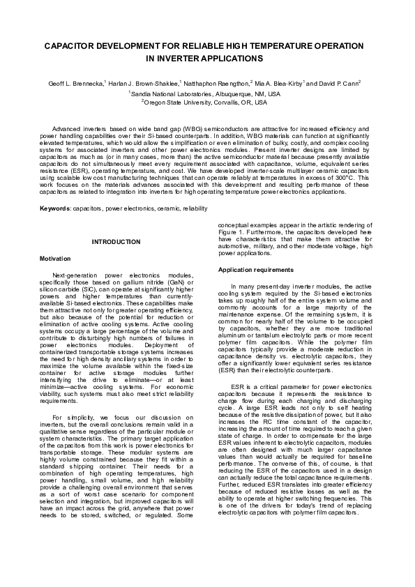 (PDF) Capacitor Development for Reliable High Temperature Operation in ...