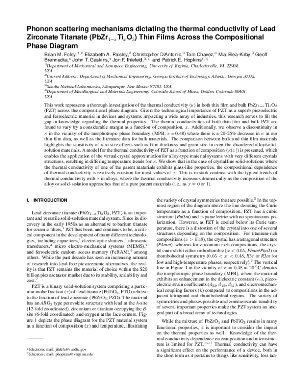 (PDF) Phonon scattering mechanisms dictating the thermal conductivity of lead zirconate titanate ...