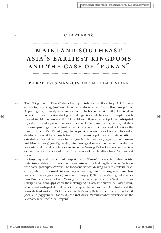(PDF) Mainland Southeast Asia’s Earliest Kingdoms and the Case of “Funan”