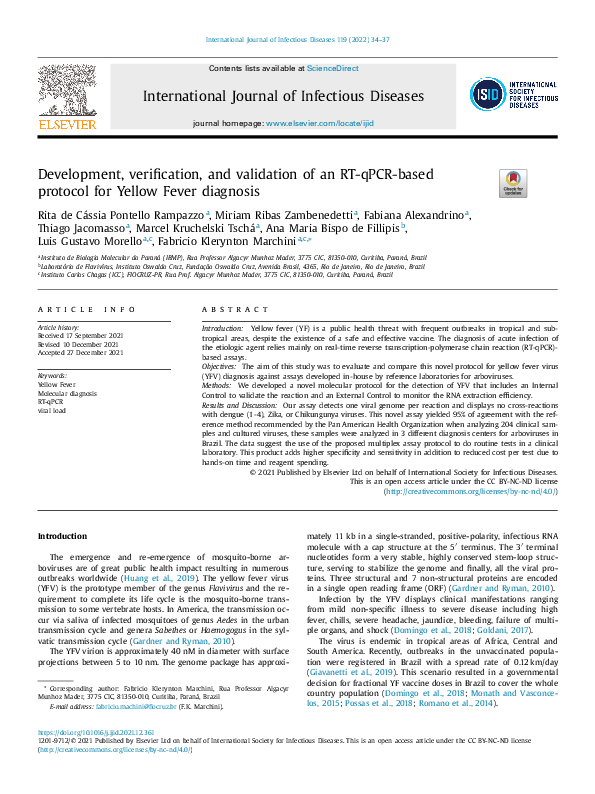 (PDF) Development, verification, and validation of an RT-qPCR-based protocol for Yellow Fever ...