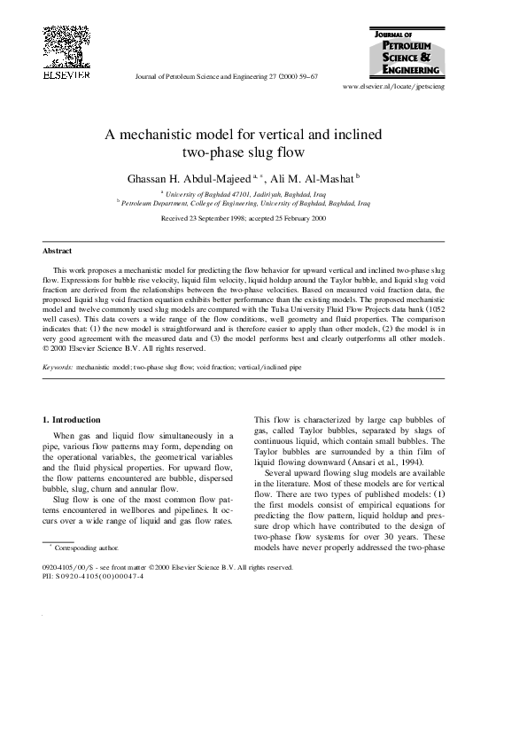 (PDF) A mechanistic model for vertical and inclined two-phase slug flow
