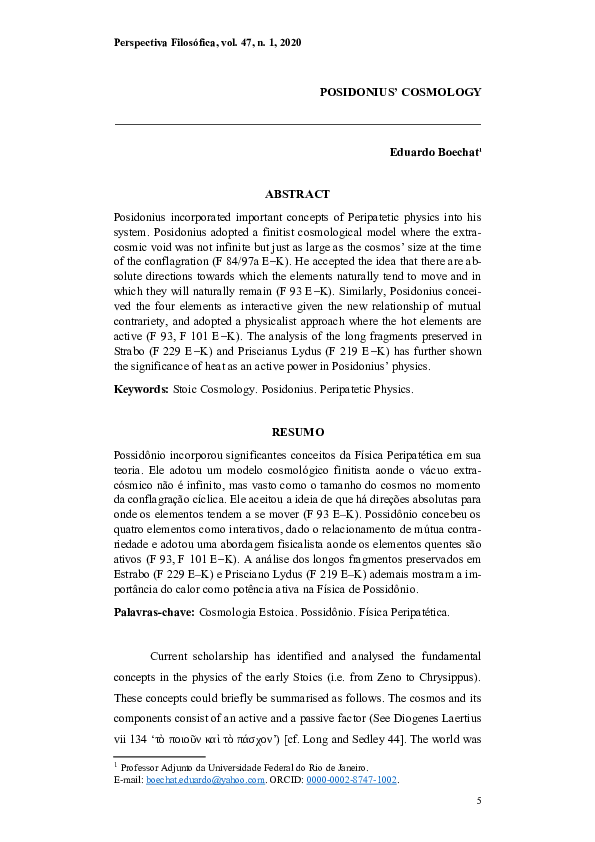 (PDF) Posidonius' Cosmology