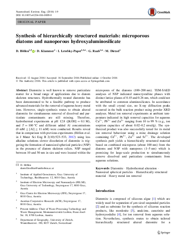 (PDF) Synthesis of hierarchically structured materials: microporous ...