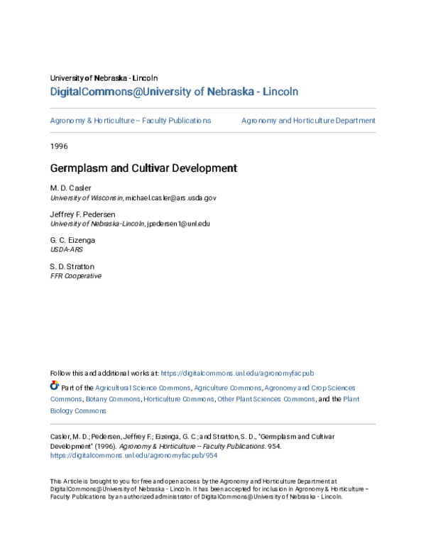 (PDF) Germplasm and Cultivar Development