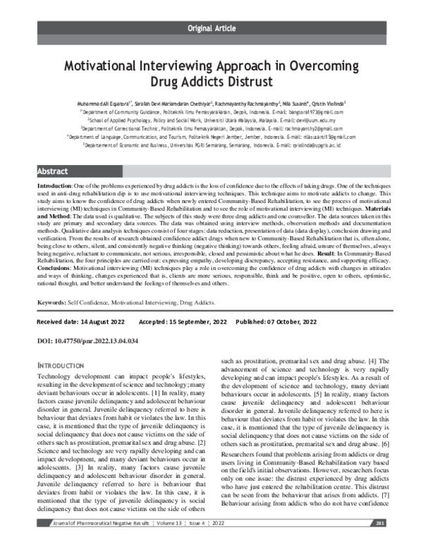 (PDF) Motivational Interviewing Approach in Overcoming Drug Addicts ...