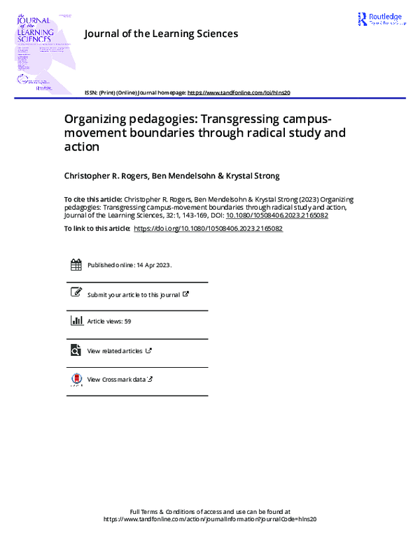 (PDF) Organizing pedagogies: Transgressing campus-movement boundaries through radical study and ...