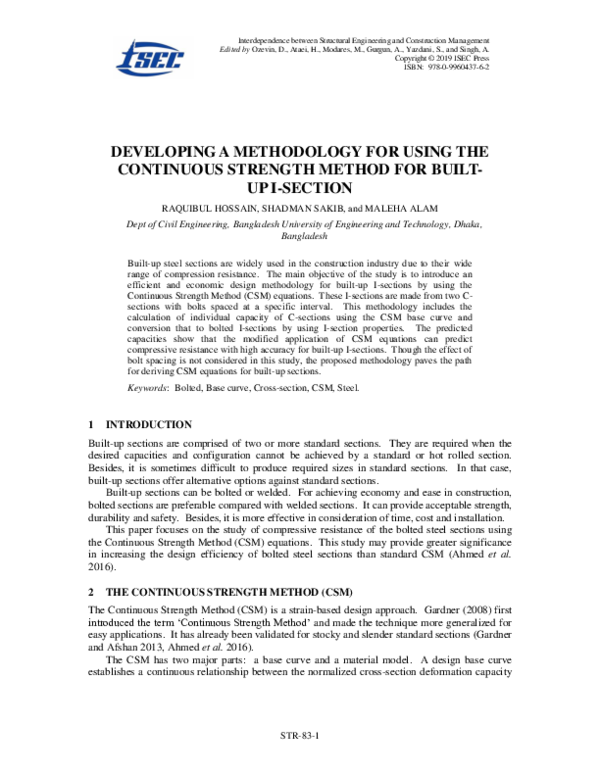 (PDF) Developing a Methodology for Using the Continuous Strength Method ...