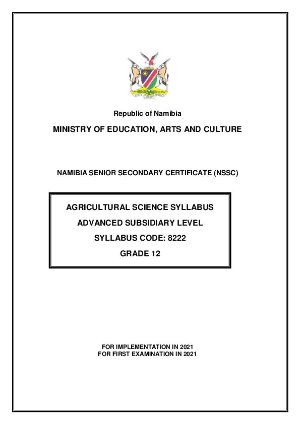 (PDF) MINISTRY OF EDUCATION, ARTS AND CULTURE NAMIBIA SENIOR SECONDARY ...