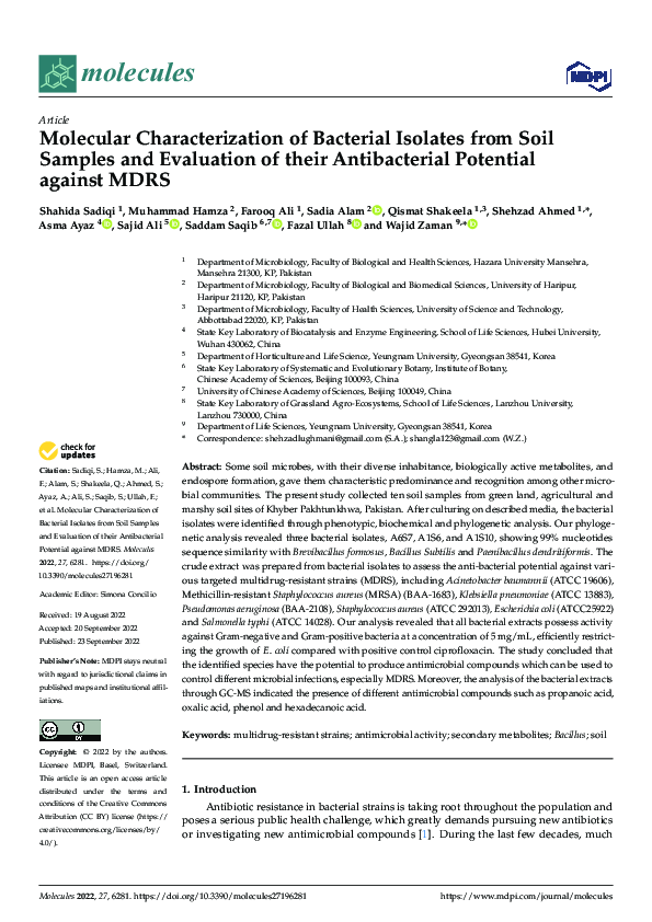 (PDF) Molecular Characterization of Bacterial Isolates from Soil ...