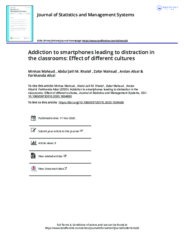 (PDF) Addiction to smartphones leading to distraction in the classrooms ...