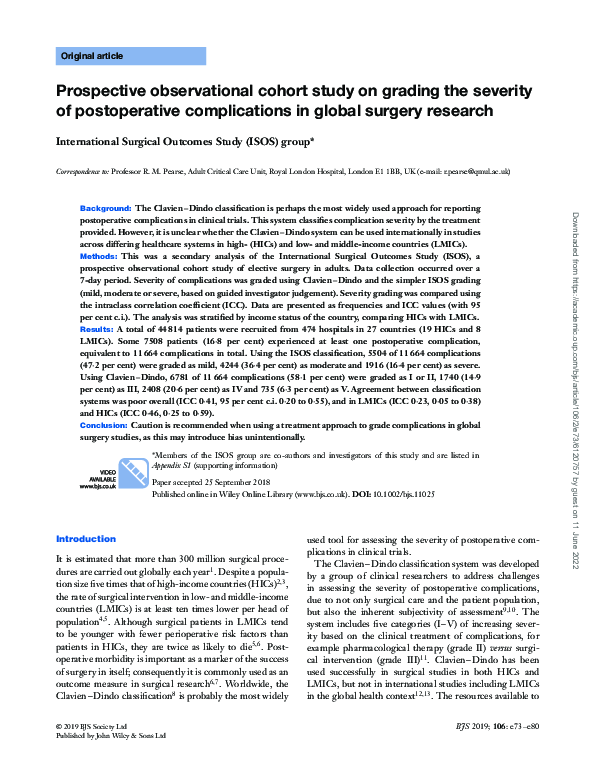 (PDF) Prospective observational cohort study on grading the severity of ...