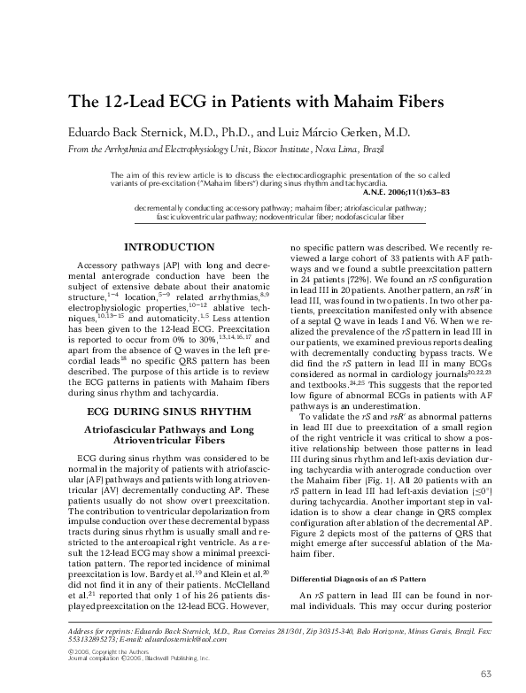 (PDF) The 12-Lead ECG in Patients with Mahaim Fibers