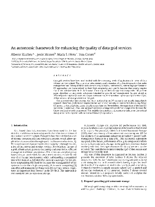 (PDF) An autonomic framework for enhancing the quality of data grid services