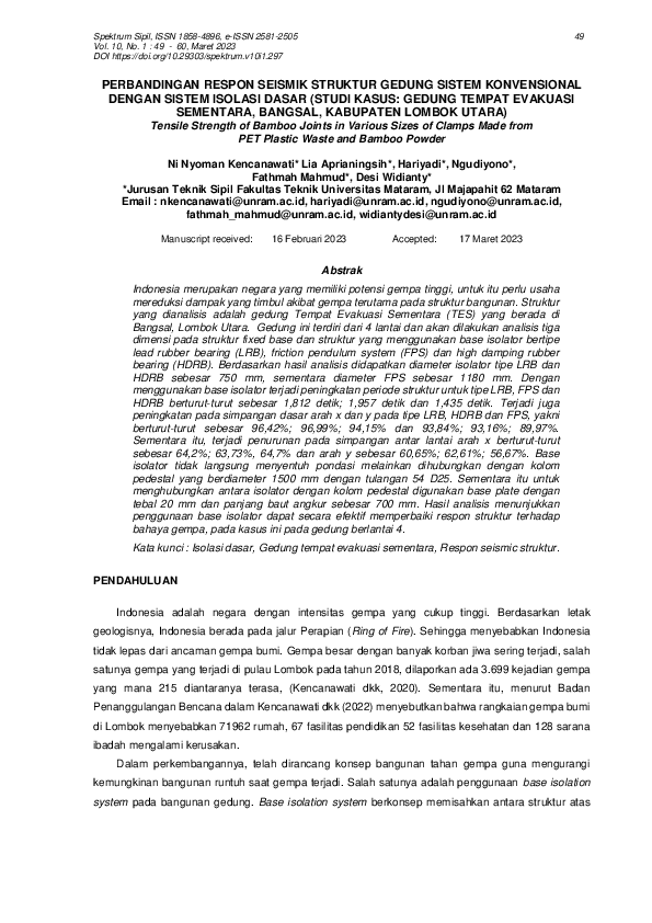 (PDF) Perbandingan Respon Seismik Struktur Gedung Sistem Konvensional Dengan Sistem Isolasi ...