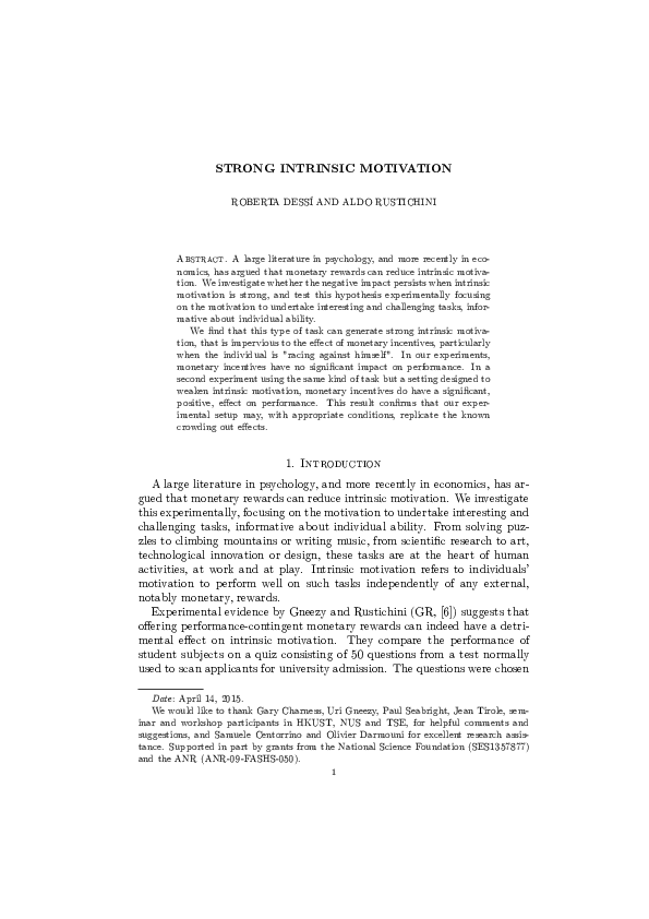 (PDF) Strong intrinsic motivation