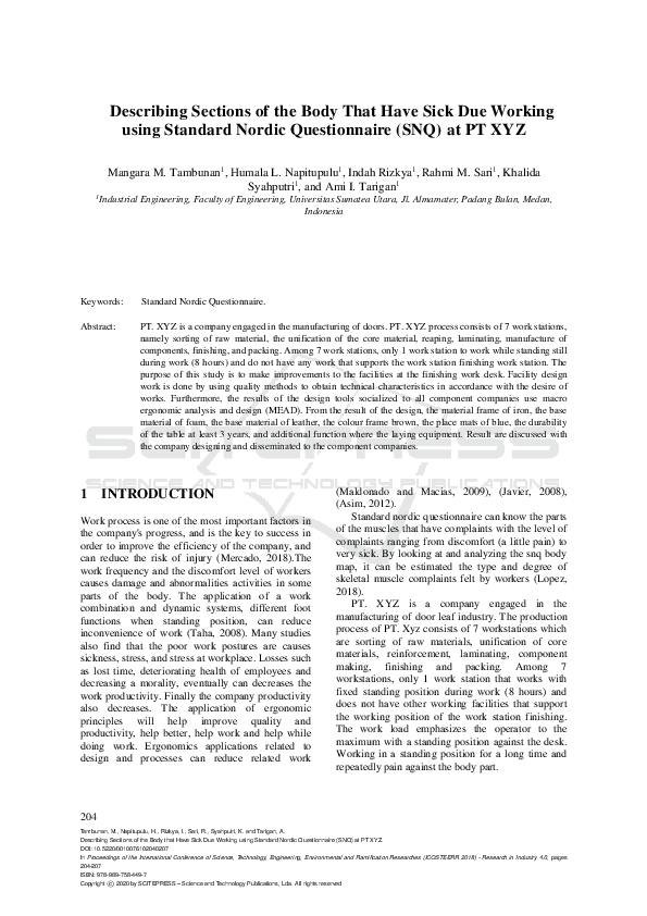 (PDF) Describing Sections of the Body that Have Sick Due Working using ...