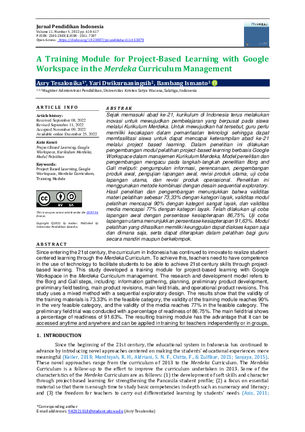 (PDF) A Training Module for Project-Based Learning with Google Workspace in the Merdeka ...