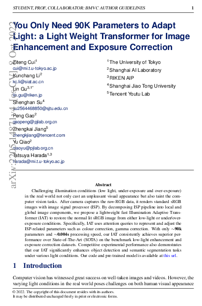 (PDF) Illumination Adaptive Transformer