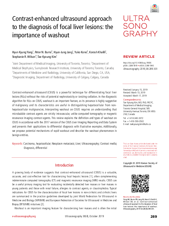 (PDF) Contrast-enhanced ultrasound approach to the diagnosis of focal ...