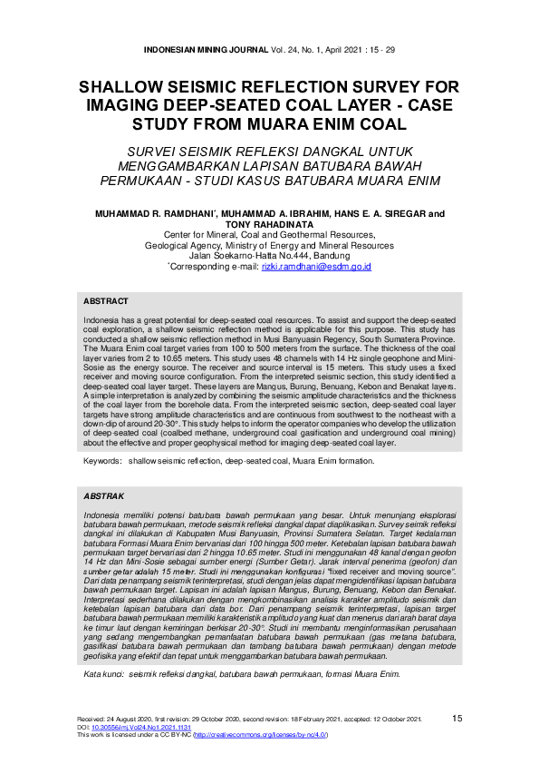 (PDF) Shallow seismic reflection survey for imaging deep-seated coal ...
