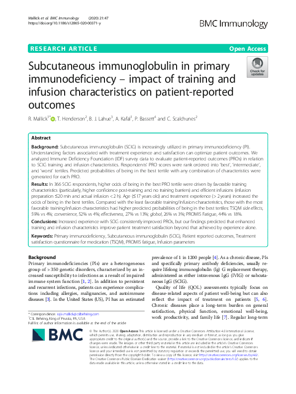 (PDF) Subcutaneous immunoglobulin in primary immunodeficiency – impact of training and infusion ...