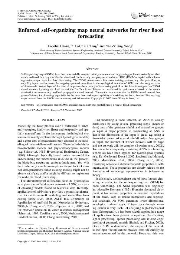 (PDF) Enforced self-organizing map neural networks for river flood forecasting