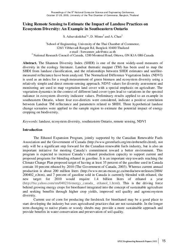 (PDF) Using Remote Sensing to Estimate the Impact of Landuse Practices ...
