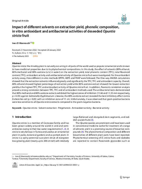 Pdf Impact Of Different Solvents On Extraction Yield Phenolic