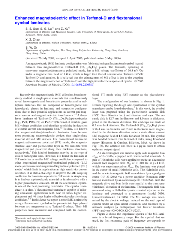 (PDF) Enhanced magnetoelectric effect in Terfenol-D and flextensional ...