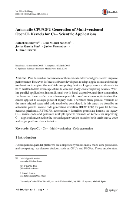 Pdf Automatic Cpugpu Generation Of Multi Versioned Opencl Kernels