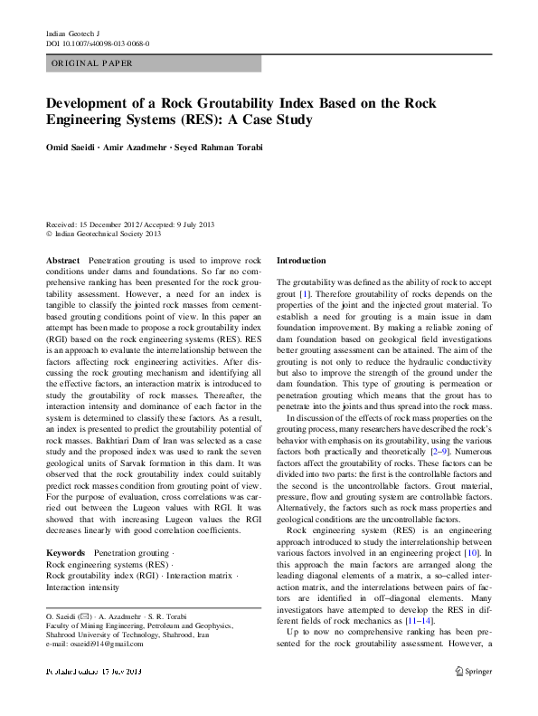 (PDF) Development of a Rock Groutability Index Based on the Rock ...