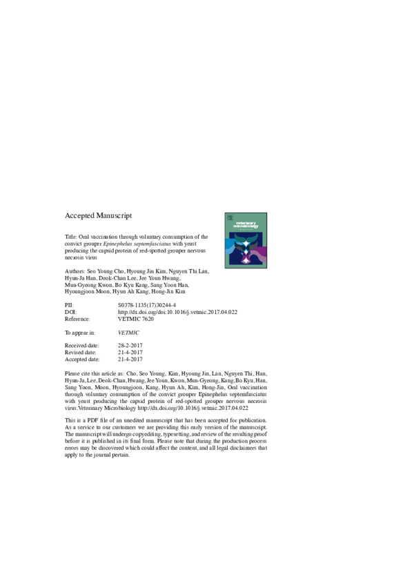 (PDF) Oral vaccination through voluntary consumption of the convict ...