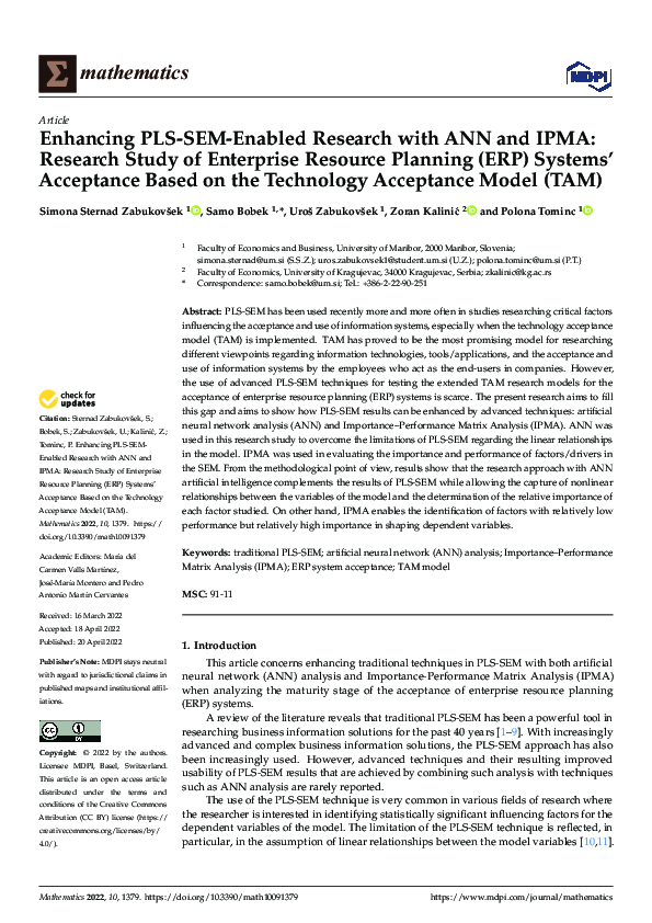 (PDF) Enhancing PLS-SEM-Enabled Research with ANN and IPMA: Research Study of Enterprise ...