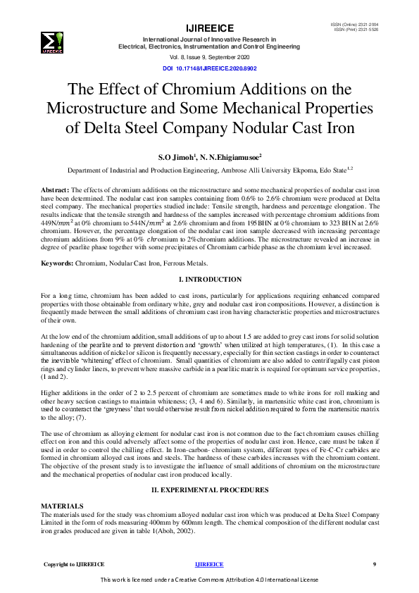 (PDF) The Effect of Chromium Additions on the Microstructure and Some Mechanical Properties of ...
