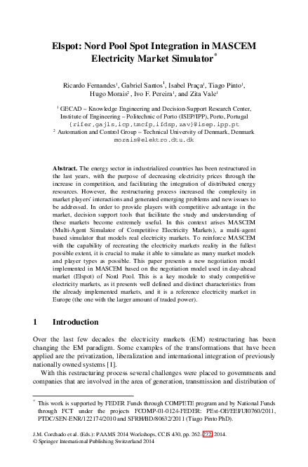(PDF) Elspot: Nord Pool Spot Integration in MASCEM Electricity Market ...
