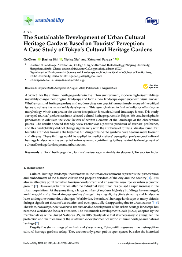 (PDF) The Sustainable Development of Urban Cultural Heritage Gardens Based on Tourists ...