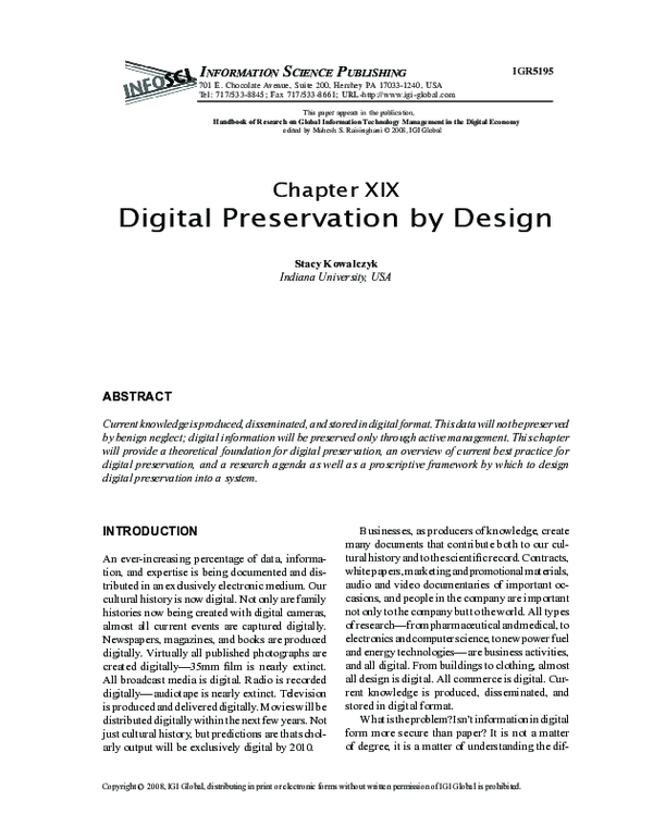 (PDF) Digital Preservation by Design