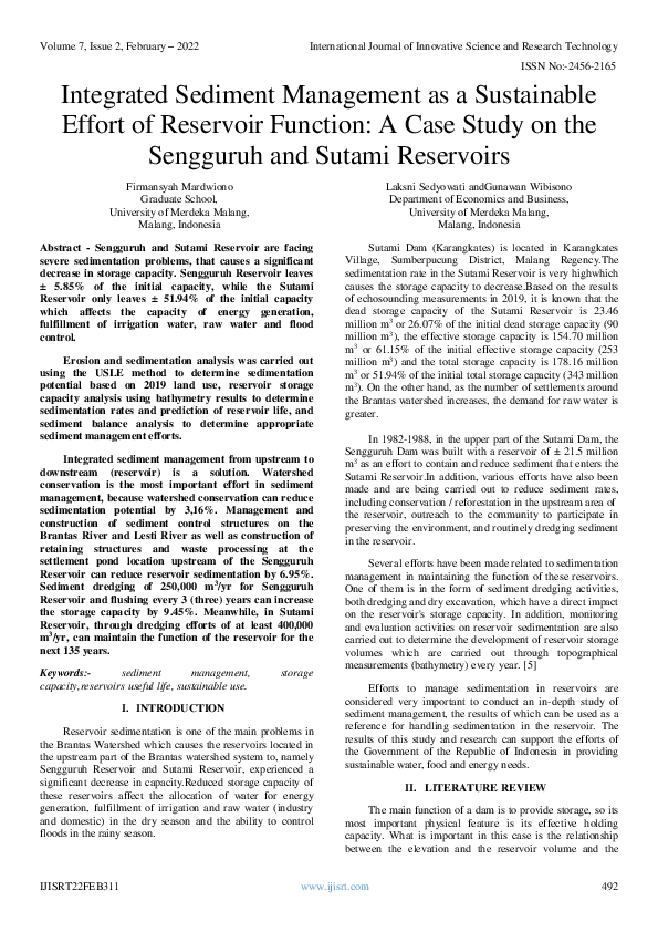 (PDF) Integrated Sediment Management as a Sustainable Effort of ...