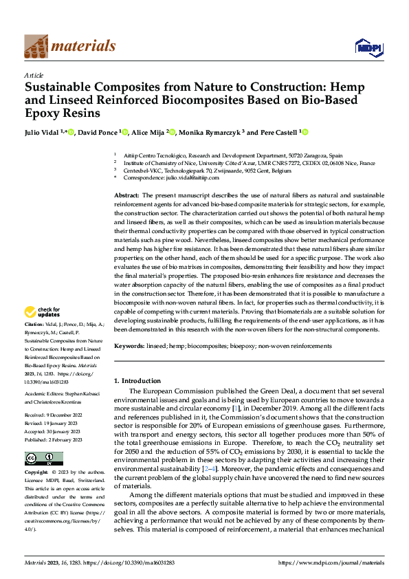 (PDF) Sustainable Composites From Nature to Construction. Hemp and ...